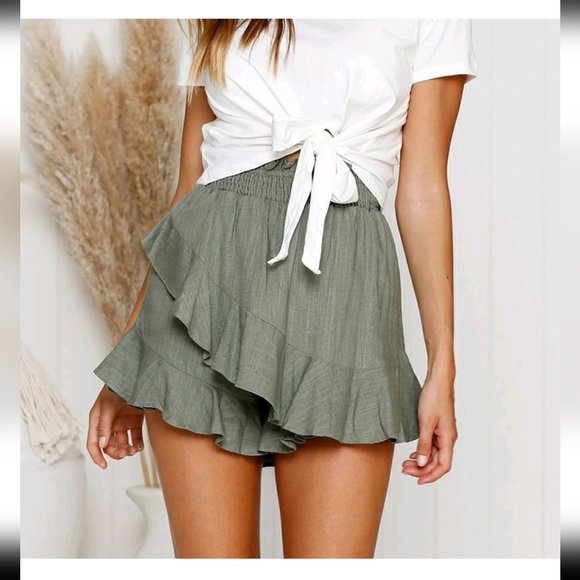 Shorts | Olive Green Ruffle Skorts | Poshmark